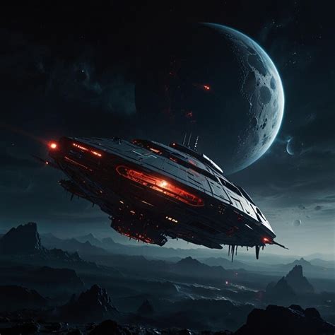 Retrofuturistic Spacecraft With Glowing Engines Exploring The Cosmos Space Exploration Science