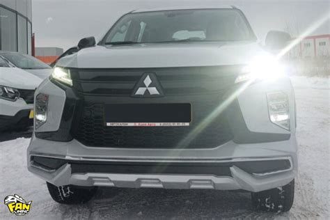 Накладка на передний бампер Мицубиши Паджеро Спорт (Mitsubishi Pajero ...