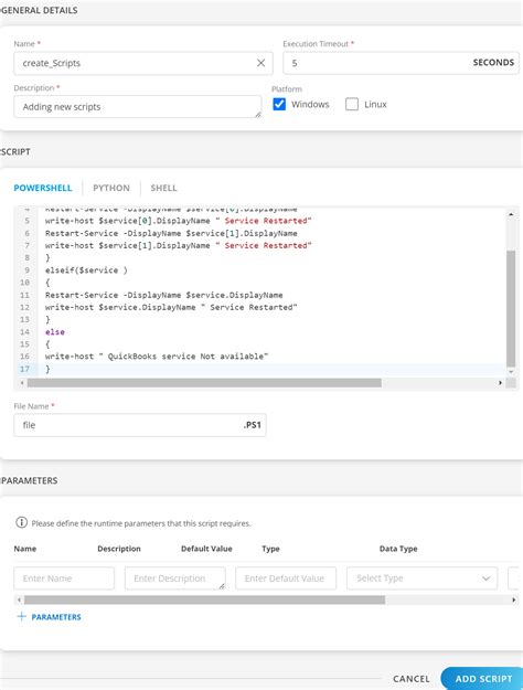 Create Script Opsramp Documentation