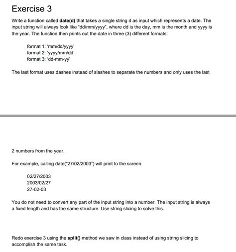 Solved Exercise Write A Function Called Date D That Takes Chegg