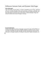 Difference Between Static And Dynamic Web Pages Docx Difference Between Static And Dynamic Web