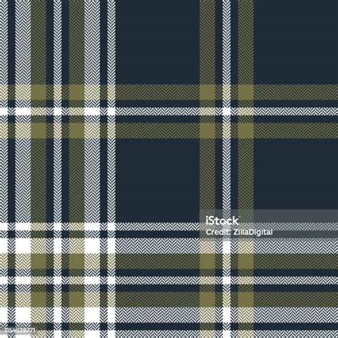 격자 무늬 패턴 원활한 벡터 그래픽입니다 다크 블루 올리브 그린 화이트의 헤링 본 타탄 패턴 현대 섬유 디자인에 대 한 픽셀 체크 격자 무늬 체크 패턴에 대한 스톡 벡터