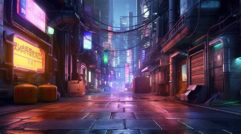 flexible cyberpunk thoroughfare with flexibility for adding characters in 3d render backgrounds