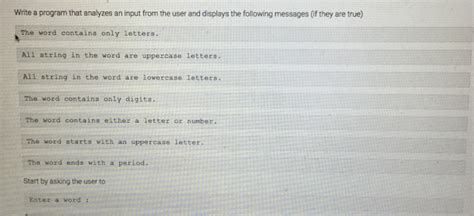 solved write a program that analyzes an input from the user