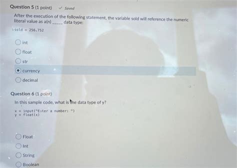 Solved Question 5 1 Point Saved After The Execution Of