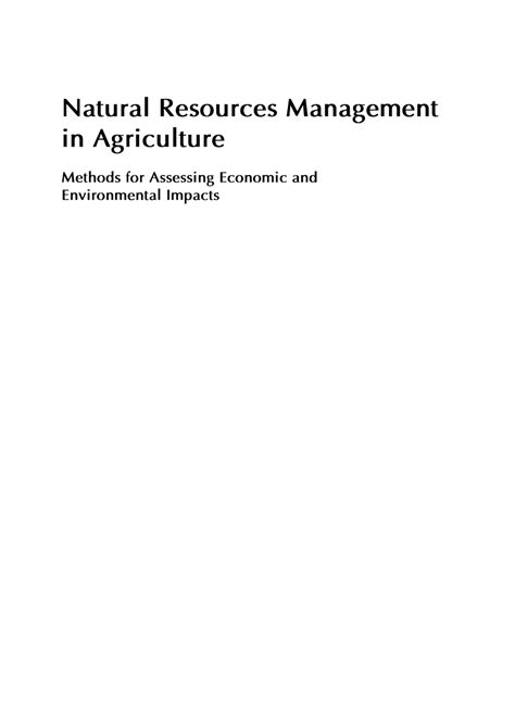 Pdf Natural Resource Management In Agriculture Methods For Assessing