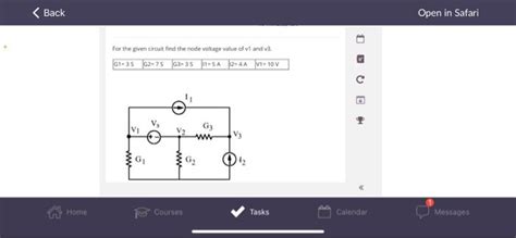solved for the given circuit find the node voltage value of
