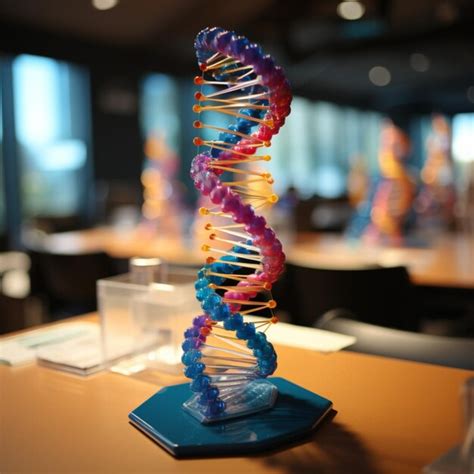 Premium AI Image Lab Setting DNA Model Displayed On The Table For Social Media Post Size