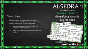 Simplifying Variable Expressions For Google Slides By Math At The Core