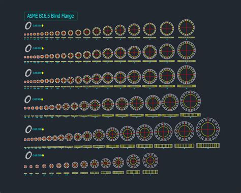 Asme B16 5 Blind Flange Cad Block Autocad Drawing