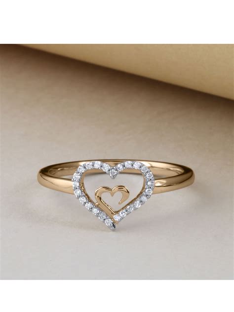 110ct Tdw Diamond 10k Yellow Gold Heart In Heart Fashion Ring