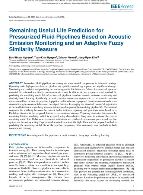 Pdf Remaining Useful Life Prediction For Pressurized Fluid Pipelines Based On Acoustic