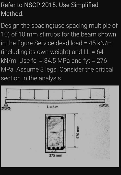 Solved Refer To NSCP Use Simplified Method Design Chegg Com