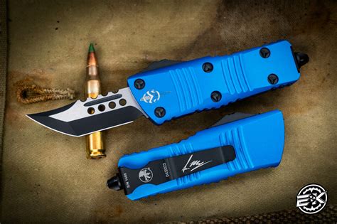 Microtech Troodon Mini Otf Automatic Knife Blue 19 Hellhound Black