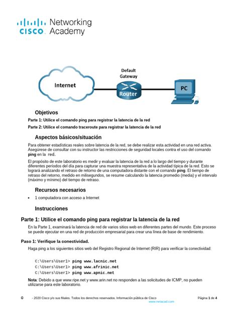 1746 Lab Test Network Latency With Ping And Traceroute Pdf Redes De Computadoras