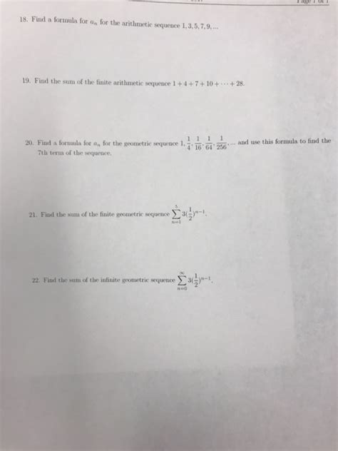 Solved 18 Find A Formula For An For The Arithmetic Sequence
