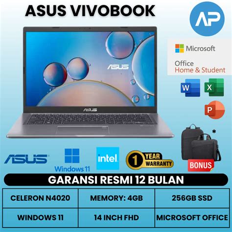 Jual Laptop Asus Vivobook Intel Celeron Gb Gb Ssd Windows Shopee Indonesia
