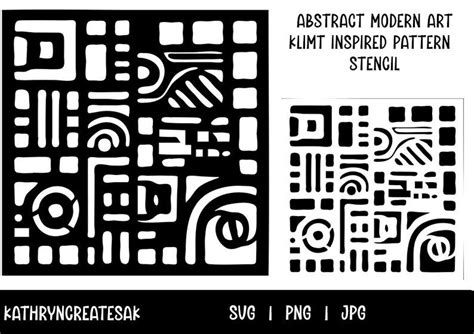 Klimt Inspired Stencil Abstract Modern Art Pattern Svg Png  Etsy