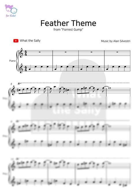 악보 포레스트 검프 Ost Feather Theme 어린 아이들을 위한 버전