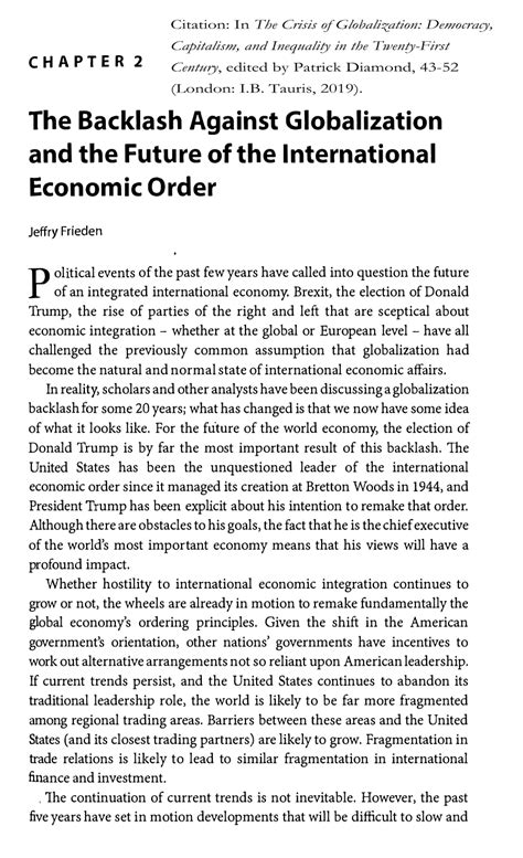 Pdf The Backlash Against Globalization And The Future Of The