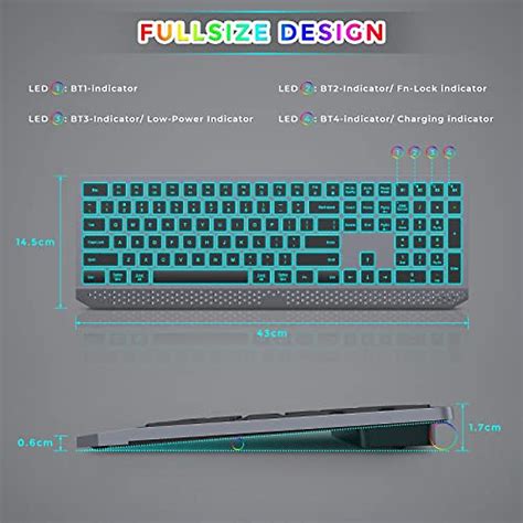 Multi Device Backlit Bluetooth Keyboard Rechargeable Slim