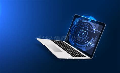 Cyber Security Data Protection Cyberattacks Concept On Blue Background Database Security