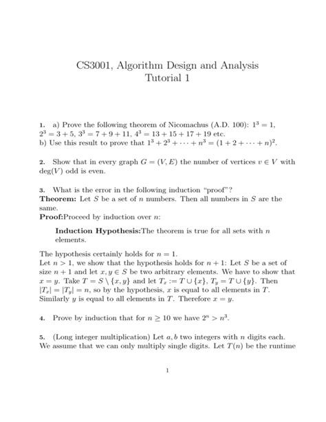 Cs3001 Algorithm Design And Analysis Tutorial 1