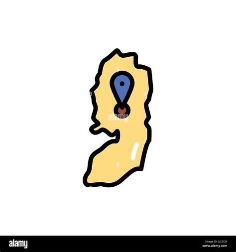 Map Of Israel Line Color Icon Isolated Vector Element Outline Pictogram For Web Page Mobile