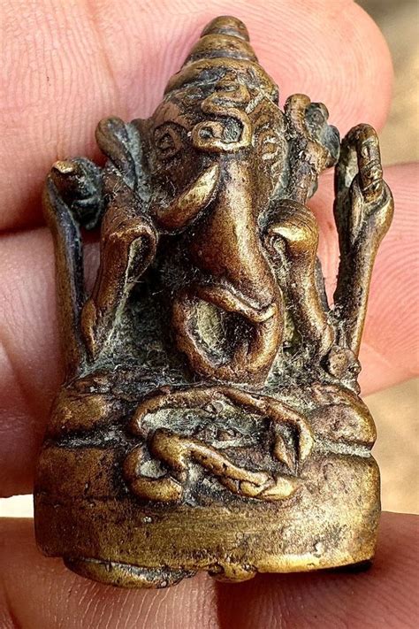 พระพิฆเนศ หลวงพ่ออิ่ม วัดหัวเขา จ สุพรรณบุรี เนื้อทองผสม ศิลป์นิยม Ennxo