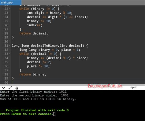 C Program To Add Two Binary Numbers