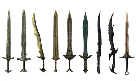 Skyrim All Swords Elder Scrolls Swords Daedric Swords Orc Weapons