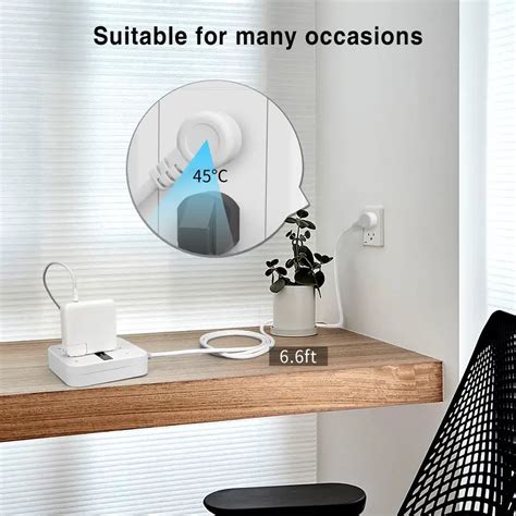 서지 보호기 전원 스트립 6개의 넓은 콘센트 및 4개의 Usb 포트1 Usb C 여행 유람선 및 기숙사 객실 Temu