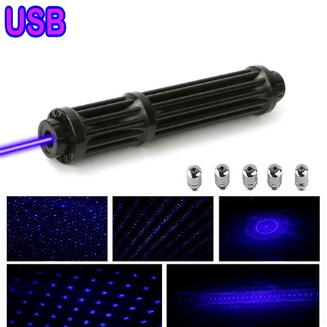 강력한 레코딩 블루 레이저 토치 Usb m 다기능 Focusable LaserPointers 손전등 화상 일치 레이저