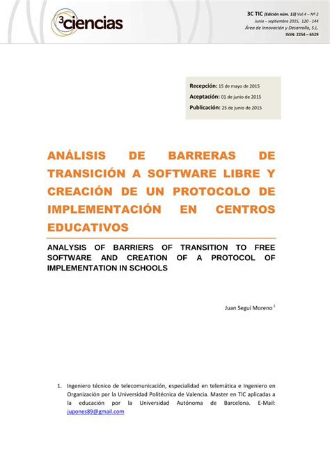 Pdf AnÁlisis De Barreras De TransiciÓn A Software Libre Y · AnÁlisis De Barreras De