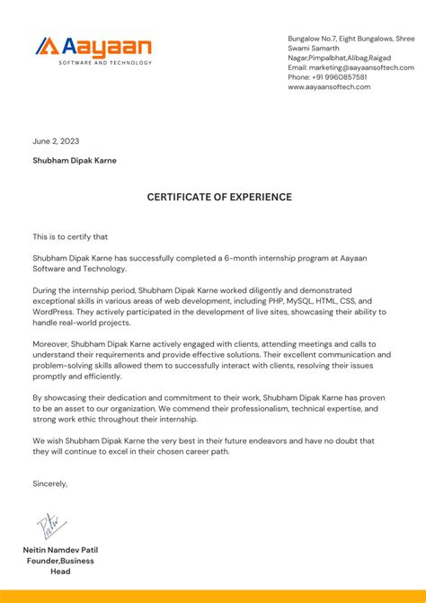 Shubham Karne On Linkedin Aayaan Internship Fullstackwebdevelopment Thankyou