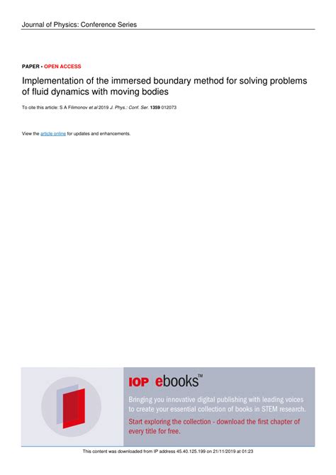 Pdf Implementation Of The Immersed Boundary Method For Solving