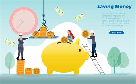 저축 투자 수익률 은행 금융 개념 여자는 장기 투자에 은행 팀의 도움으로 돼지 저금통에 금화를 넣어 개념에 대한 스톡 벡터 아트 및 기타 이미지 Istock