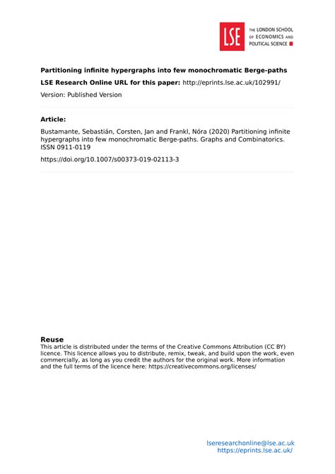 Pdf Partitioning Infinite Hypergraphs Into Few Monochromatic Berge Paths