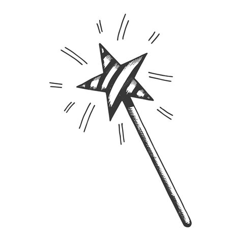 마술 지팡이 벡터 스케치 프리미엄 벡터