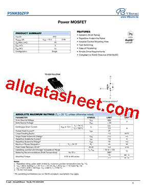 P5NK80ZFP Datasheet(PDF) - VBsemi Electronics Co.,Ltd