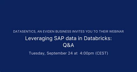 Leveraging Sap Data In Databricks Qanda Datasentics An Eviden Business
