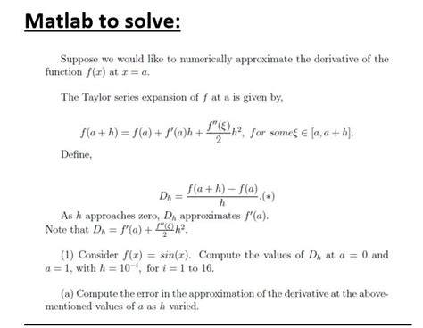 Solved Matlab To Solve Suppose We Would Like To Numerically