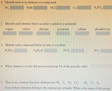 Solved Identify Each As An Element Or A Compound Chegg Com