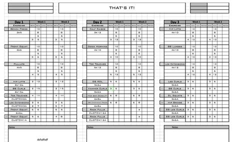 Excel Personal Training Templates Excel Training Designs
