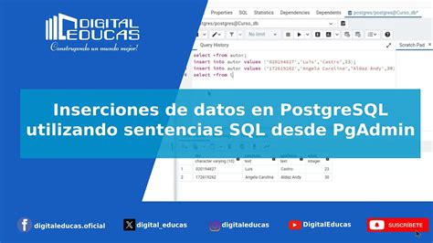 Cómo Realizar Inserciones De Datos En Postgresql Utilizando Sentencias Sql Desde Pgadmin Youtube