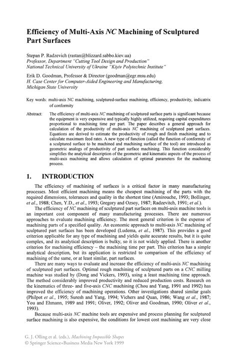 Pdf Efficiency Of Multi Axis Nc Machining Of Sculpted Part Surfaces