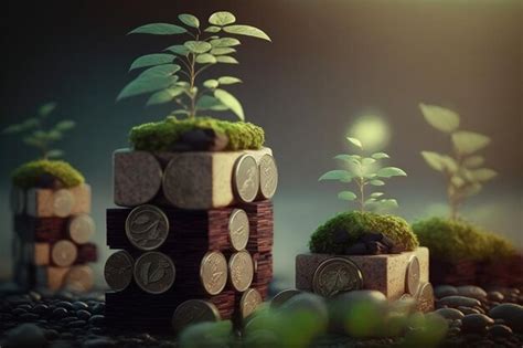 Premium Ai Image There Are Three Small Wooden Blocks With Coins And A Plant Growing Out Of