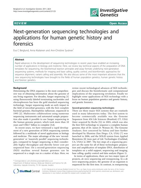 Pdf Next Generation Sequencing Technologies And Applications For