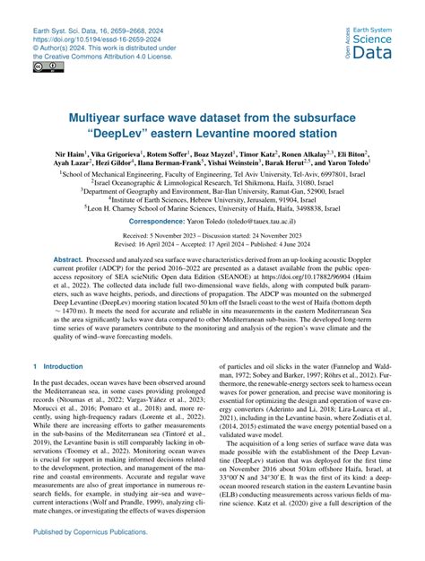 Pdf Multiyear Surface Wave Dataset From The Subsurface Deeplev