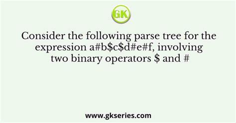 Consider The Following Parse Tree For The Expression A B C D E F
